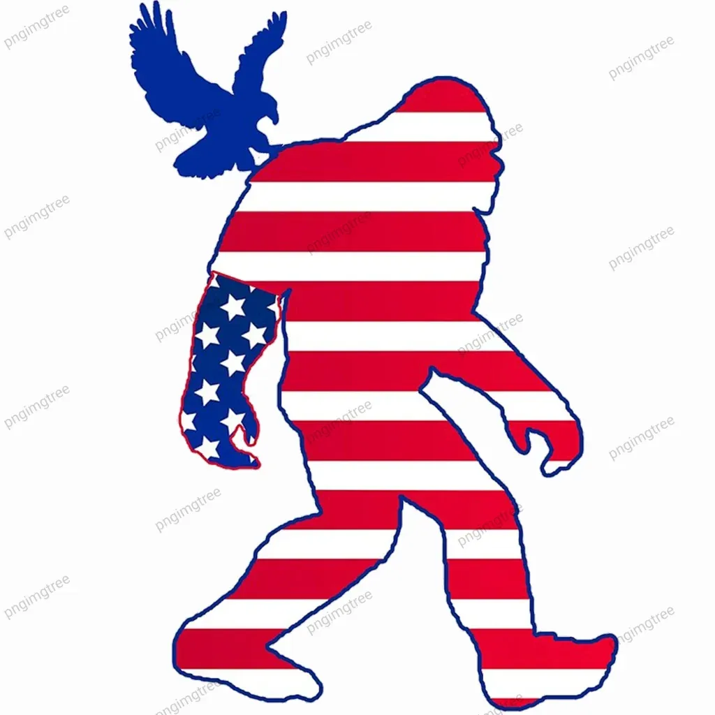 USA Bigfoot with majestic blue hawk over shoulder figure - clip art ...