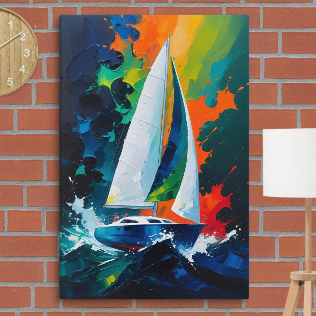 Sailboat Modern Abstract Oil Colors Canvas | +50 Nautical Wall Art ...