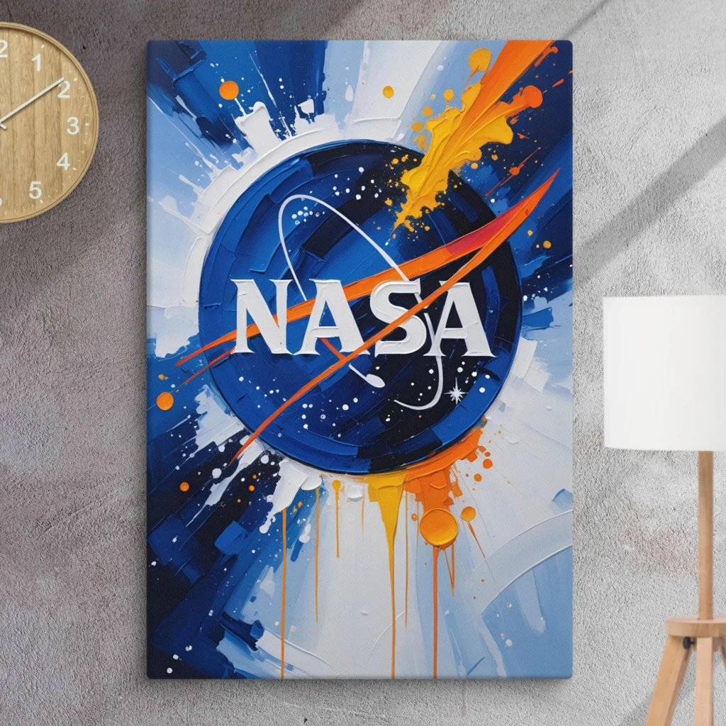 NASA Logo Abstract Oil Colors Canvas | Space-Themed Wall Art- Hand ...