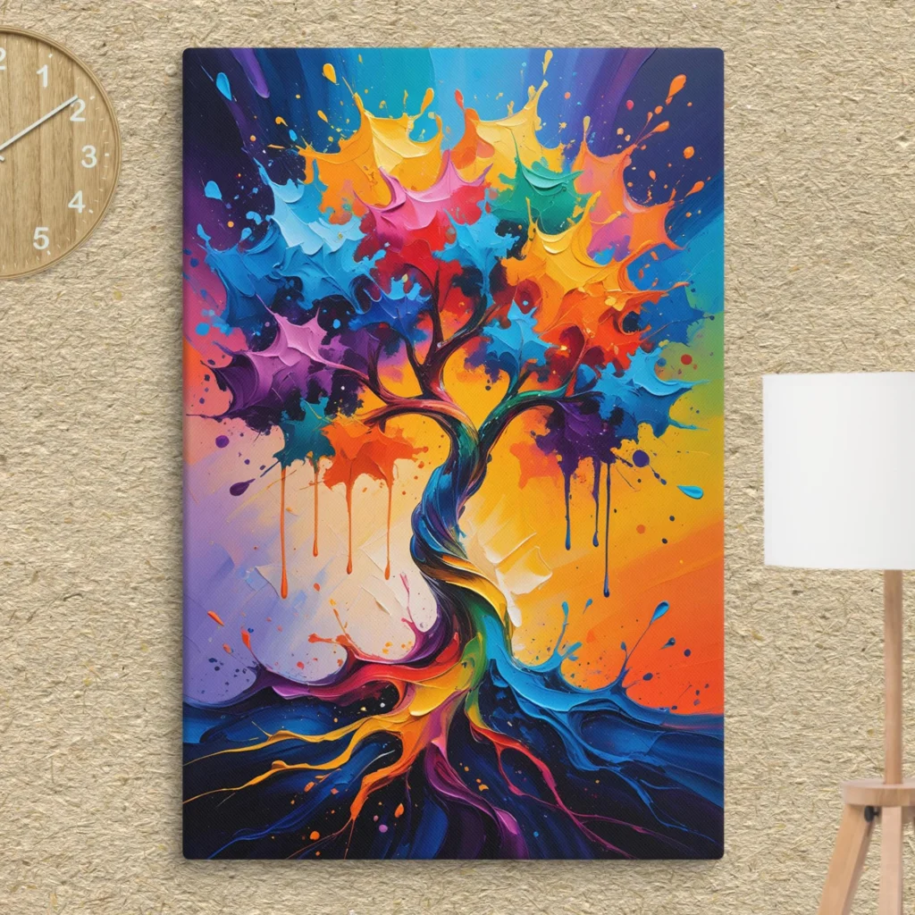 Metal Posters: Tree Abstract Oil Colors Canvas | Nature-Inspired Wall ...