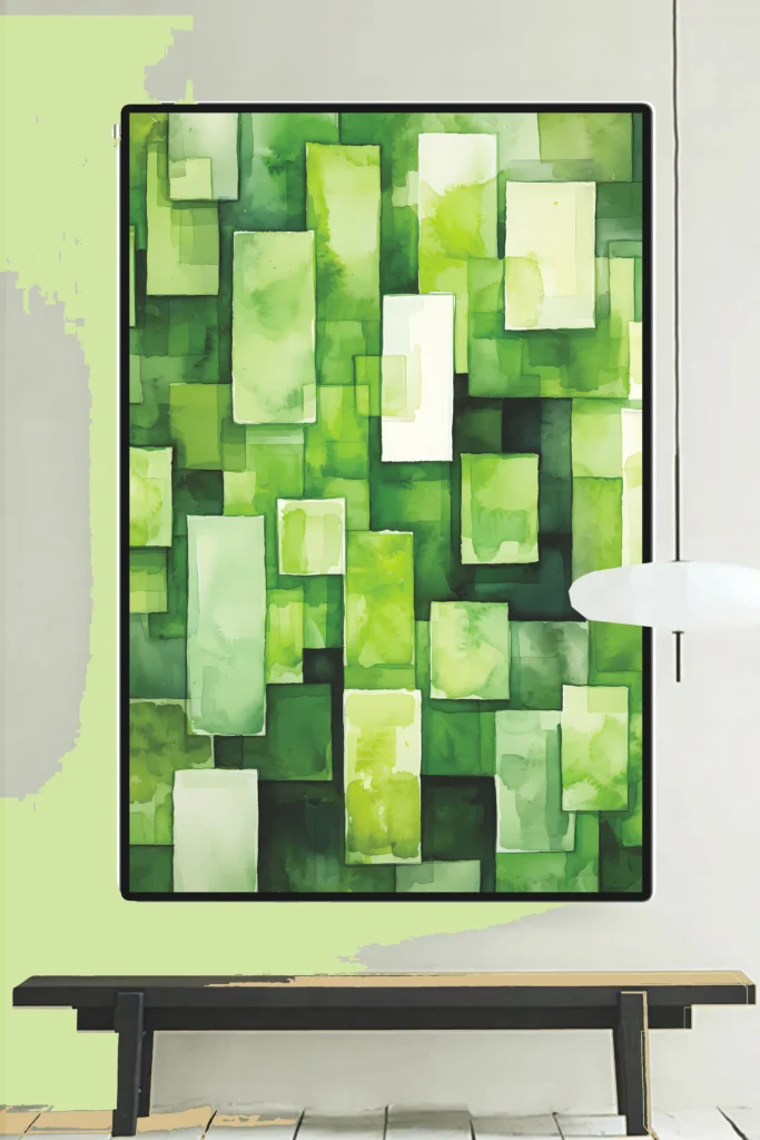 Geometric Wall Art Canvas green pattern | Modern Abstract Prints – High ...